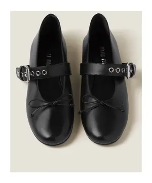 Miu Miu Buckled Ballerina Flats - Black