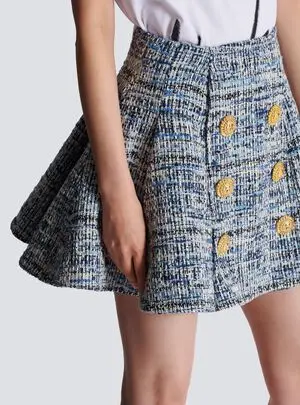 Balmain Button Detailed Tweed Skirt