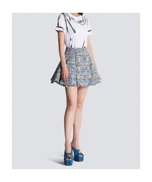 Balmain Button Detailed Tweed Skirt