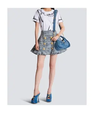Balmain Button Detailed Tweed Skirt