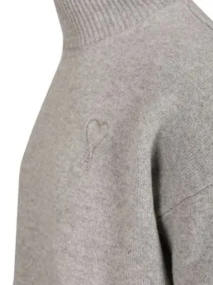 AMI Paris Ribbed Turtleneck Sweater - Gray