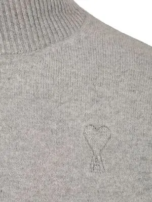 AMI Paris Ribbed Turtleneck Sweater - Gray