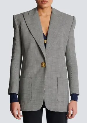 Balmain Plaid Single-breasted Blazer
