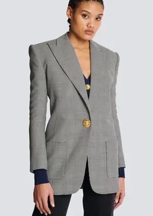 Balmain Plaid Single-breasted Blazer