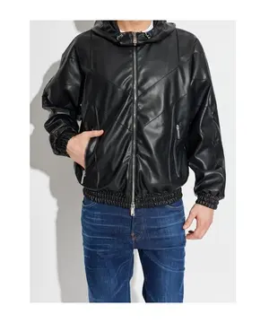 Dsquared2 Faux Leather Zipped Hoodie