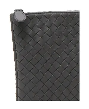 Bottega Veneta Woven Zipper Clutch - Grey