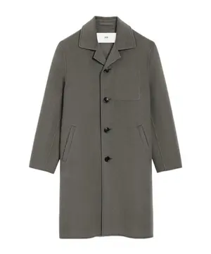 AMI Paris Logo Detailed Single Breasted Coat