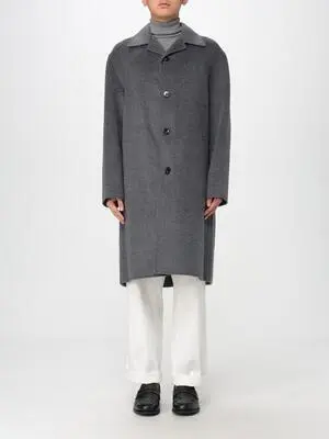 AMI Paris Logo Detailed Single Breasted Coat
