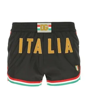 Dolce & Gabbana Italia Logo Swim Shorts - Black