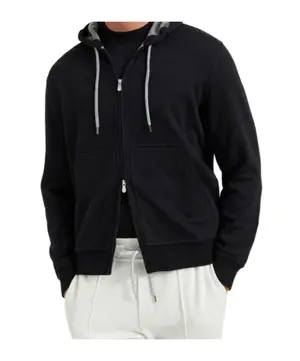 Brunello Cucinelli Zip-up Drawstring Hoodie - Black
