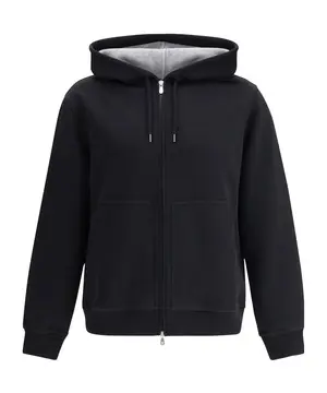 Brunello Cucinelli Zip-up Drawstring Hoodie - Black