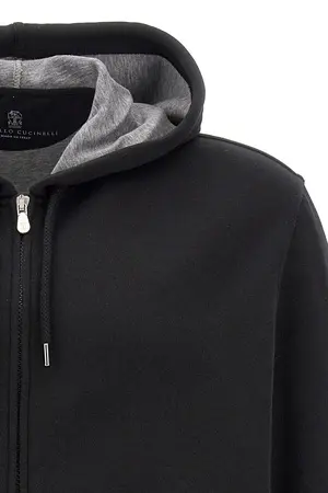 Brunello Cucinelli Zip-up Drawstring Hoodie - Black