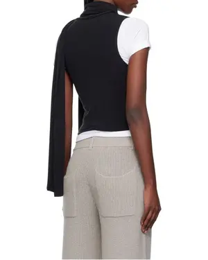 AYA MUSE Sleeveless Scoop Neck Blouse With Scarf Detail - Black