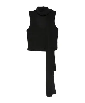 AYA MUSE Sleeveless Scoop Neck Blouse With Scarf Detail - No