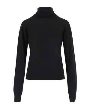Saint Laurent Long-sleeved High-neck Sweater With Ribbed Details - Black