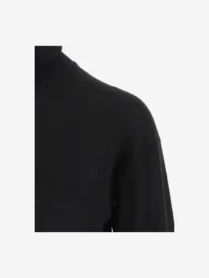 Saint Laurent Long-sleeved High-neck Sweater With Ribbed Details - Black