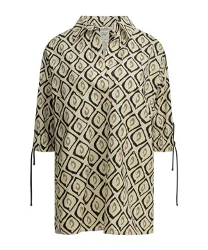 Max Mara Max Mara Ecru Oversized Printed Poplin Shirt No