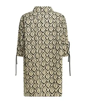 Max Mara Ecru Oversized Printed Poplin Shirt - Nude