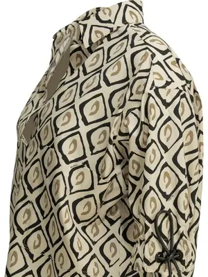 Max Mara Ecru Oversized Printed Poplin Shirt - Nude