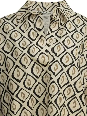 Max Mara Ecru Oversized Printed Poplin Shirt - Nude