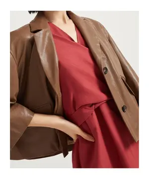 Brunello Cucinelli Sleeveless Fluid Twill Wrap-effect Midi Dress With Slit Skirt - Red