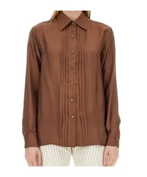 TOM FORD Pleated Long-sleeved Shirt - Brown