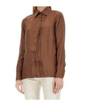 TOM FORD Pleated Long-sleeved Shirt - Brown