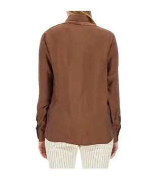 TOM FORD Pleated Long-sleeved Shirt - Brown
