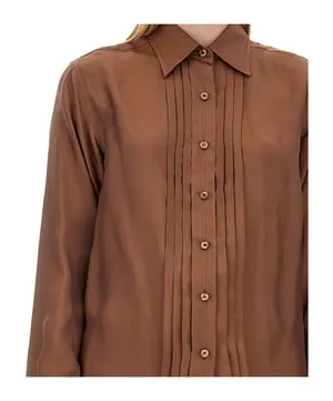 TOM FORD Pleated Long-sleeved Shirt - Brown
