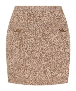 Versace Knitted Mini Skirt With Embellished Pockets