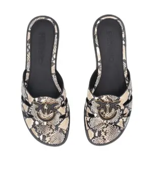 Pinko Love Birds Embossed Open Toe Sandals