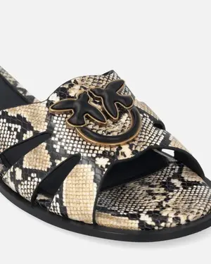 Pinko Love Birds Embossed Open Toe Sandals