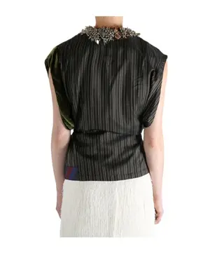 Dries Van Noten Embellished Striped Wrap Top