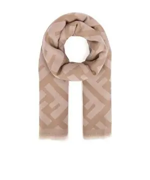 Fendi Fendi FF Jacquard Frayed-Edge Scarf Brown