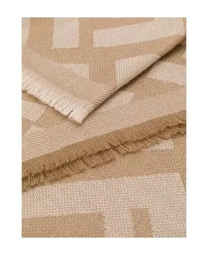 Fendi Ff Jacquard Frayed-edge Scarf - Brown