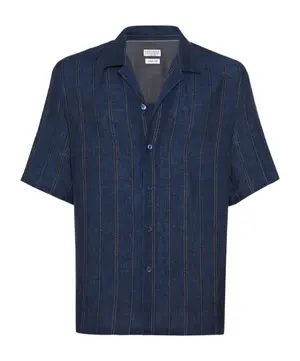 Brunello Cucinelli Easy Fit Striped Shirt - Navy