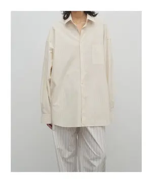 THE ROW Caster Striped Poplin Shirt - Beige