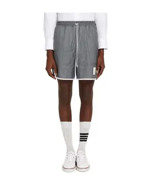 Thom Browne Ripstop Drawstring Track Shorts - Silver-gray