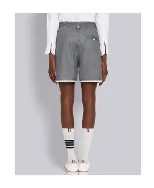 Thom Browne Ripstop Drawstring Track Shorts - Silver-gray