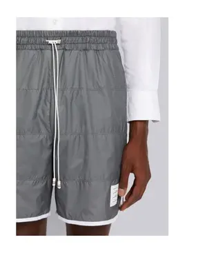 Thom Browne Ripstop Drawstring Track Shorts - Silver-gray
