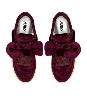 AUTRY Velvet Bow Detail Sneakers - Wine Red