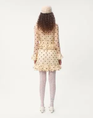 Valentino Garavani Polka Dot V-neck Ruffled Dress