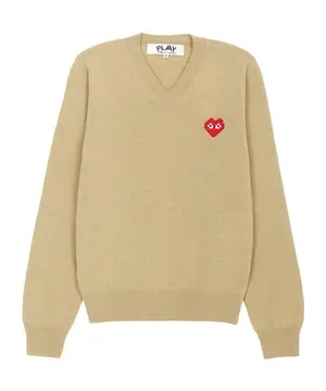 Comme Des Garçons Long Sleeve V-neck Sweater - Brown