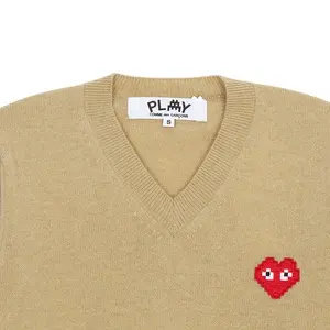Comme Des Garçons Long Sleeve V-neck Sweater - Brown