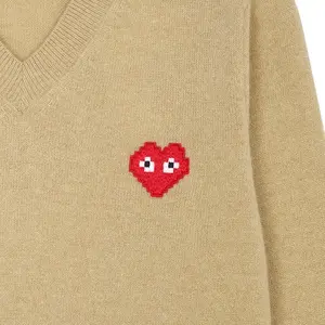 Comme Des Garçons Long Sleeve V-neck Sweater - Brown