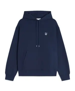 Maison Kitsuné Fox Head Patch Drawstring Hoodie - Navy