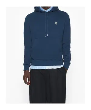 Maison Kitsuné Fox Head Patch Drawstring Hoodie - Navy