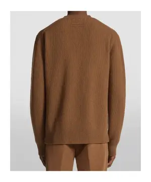 Zegna Long-sleeved Ribbed Crewneck Sweater