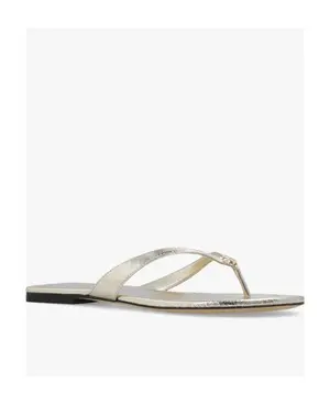 Tory Burch Logo Detailed Metallic Flip Flops