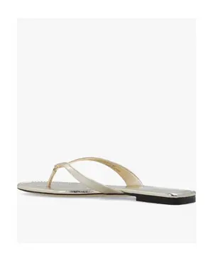Tory Burch Logo Detailed Metallic Flip Flops